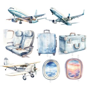 Flight Attendant Clipart Watercolor, Aviation Airplane Clipart, Pilot ...