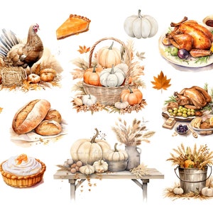 Thanksgiving Clipart Watercolor Commercial Use Thanksgiving - Etsy