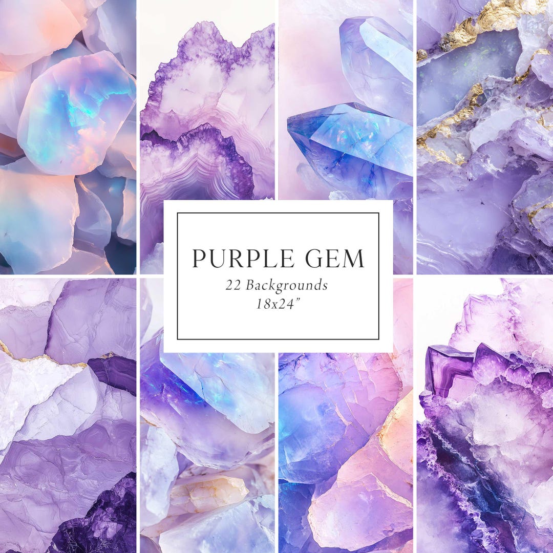 Purple Gemstone Digital Papers, Gemstone Textures, Abstract Digital ...