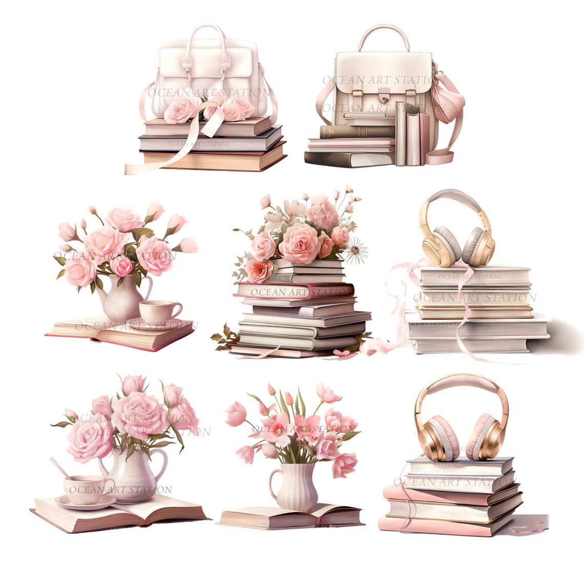 Book Lover Clipart, Reading Clipart, Pink Books Clipart, Bookworm ...