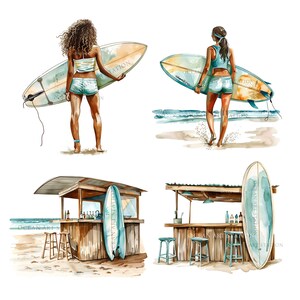 Surfing Clipart, Surf Girl Clipart, Summer Vacation Clipart, Beach ...