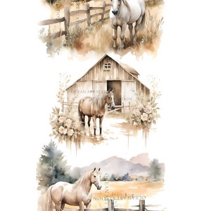 Ranch Clipart Watercolor, Horse Ranch, Country Clipart, Western Clipart ...