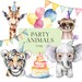 Party Animals Clipart, Safari Animals Clipart, Cute Birthday Animals ...