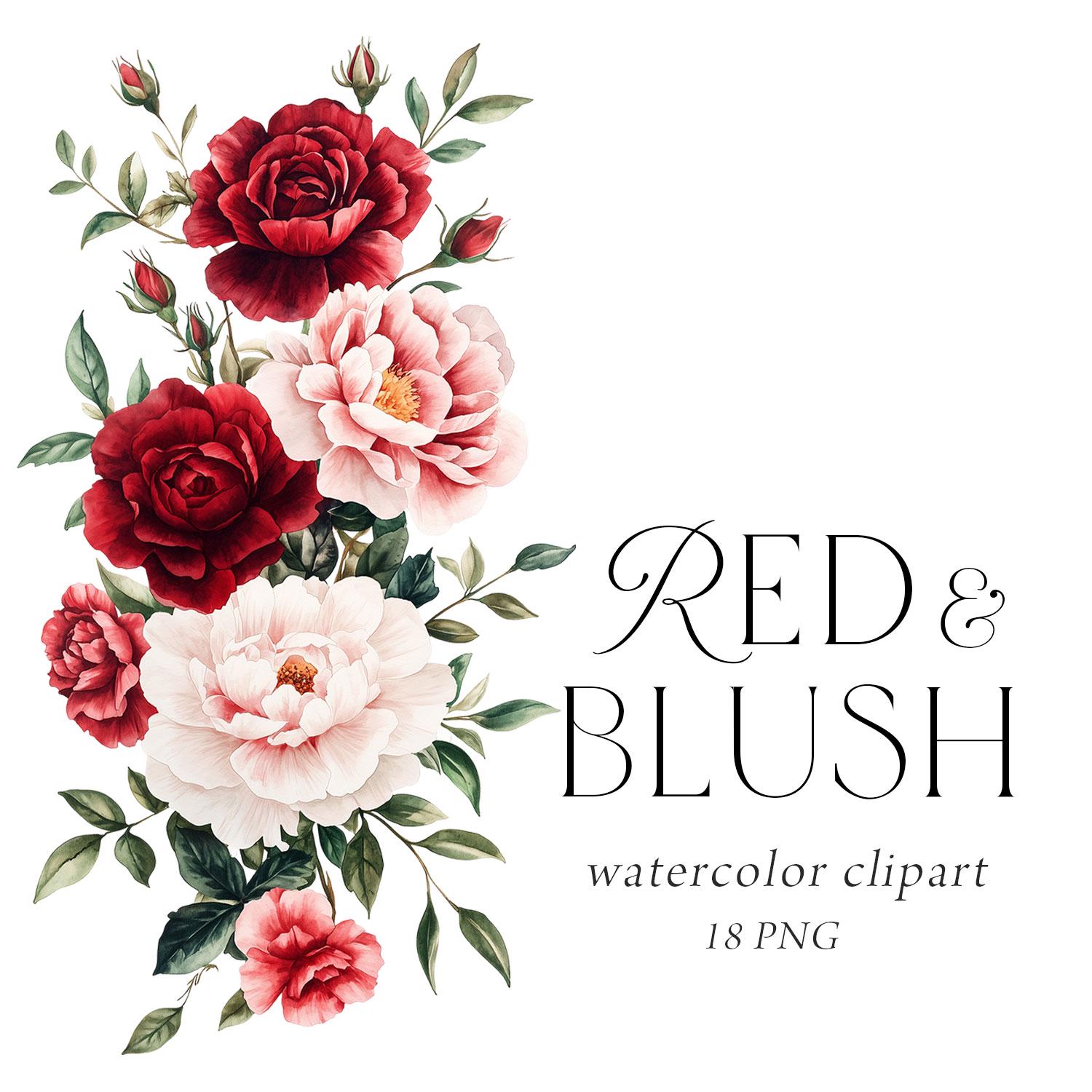 Red Floral Clipart, Red and Pink Bouquets, Boho Red Wedding Clipart ...