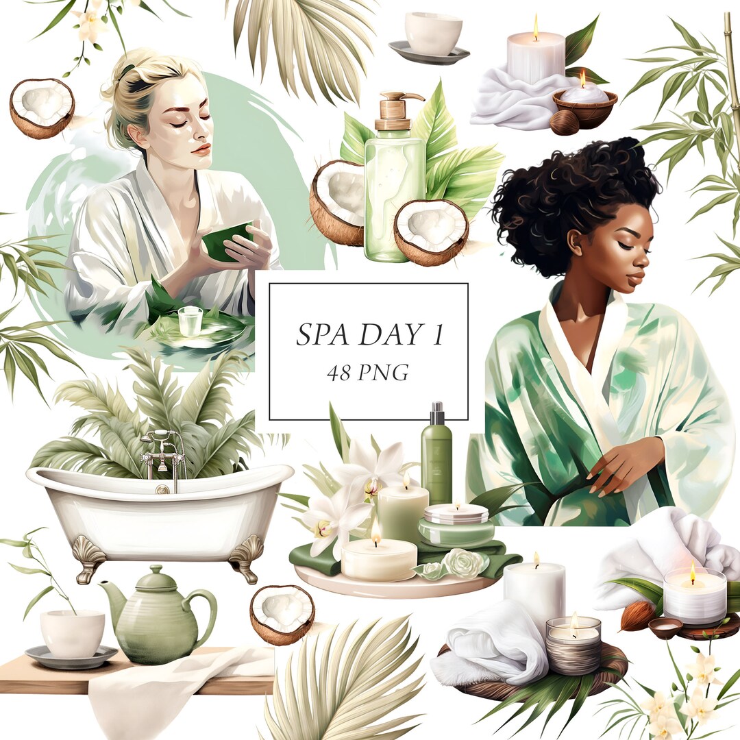 Spa Clipart, Self Care Clipart, Zen Clipart, Cosmetics Clipart, Relax ...