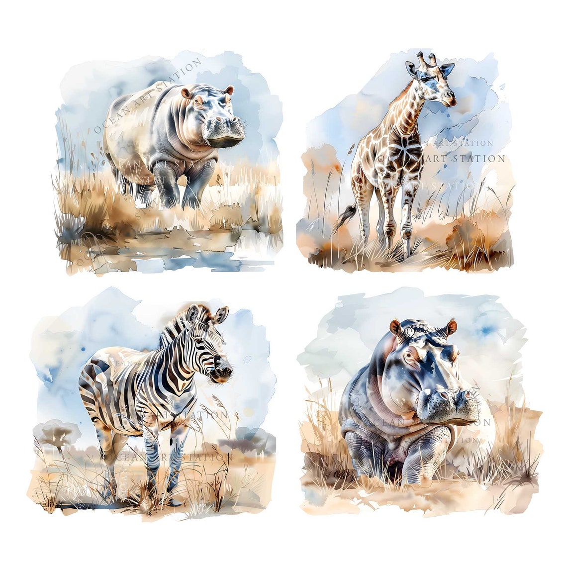 Safari Animals Clipart, African Animals Clipart, Jungle Safari Clipart ...