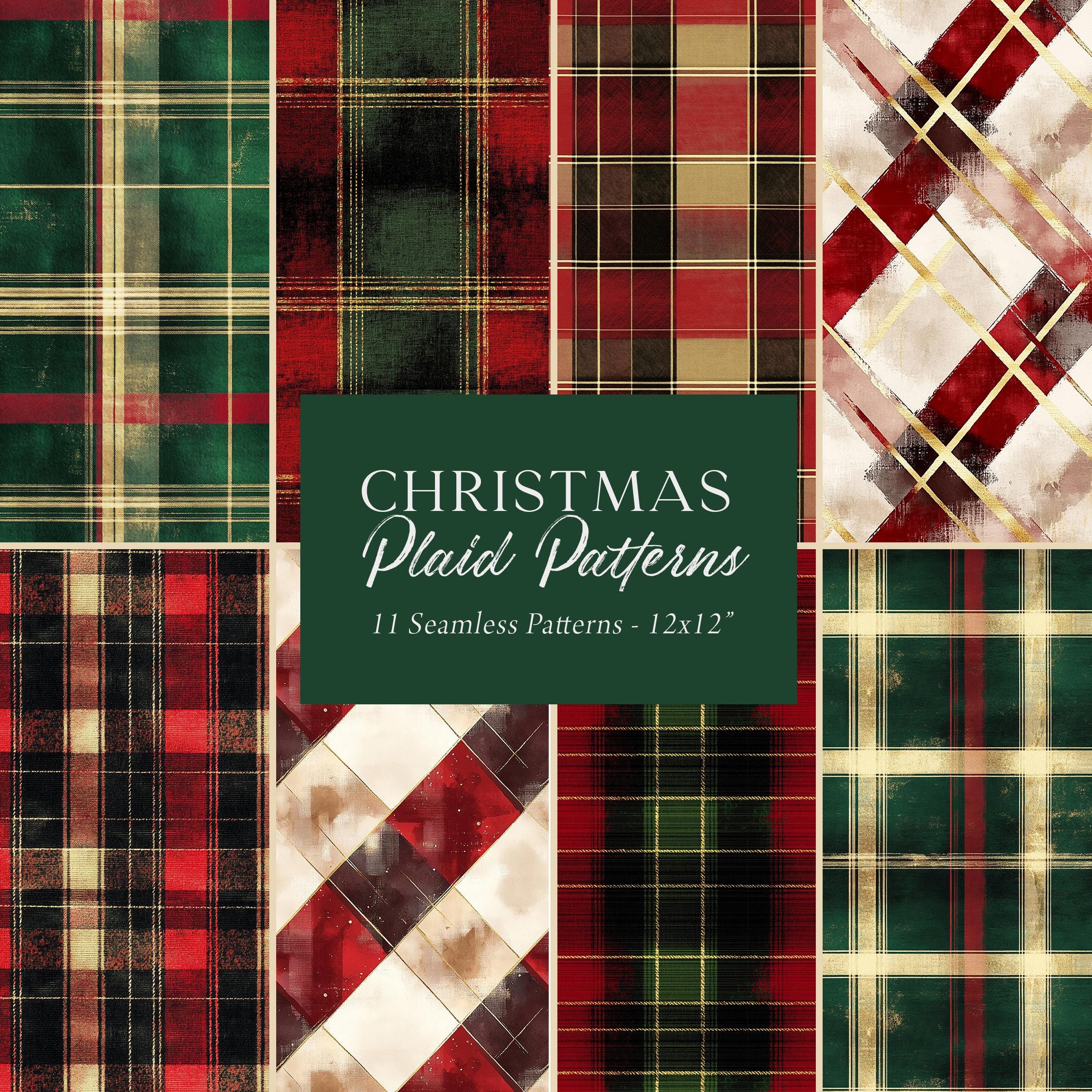 Christmas Plaid Patterns, Christmas Plaid Digital Papers, Buffalo Plaid ...