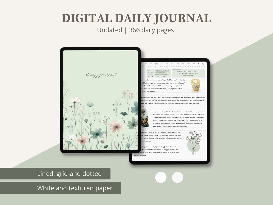 Digital Daily Journal, Undated Diary, Lined, Grid, Dotted Journal ...