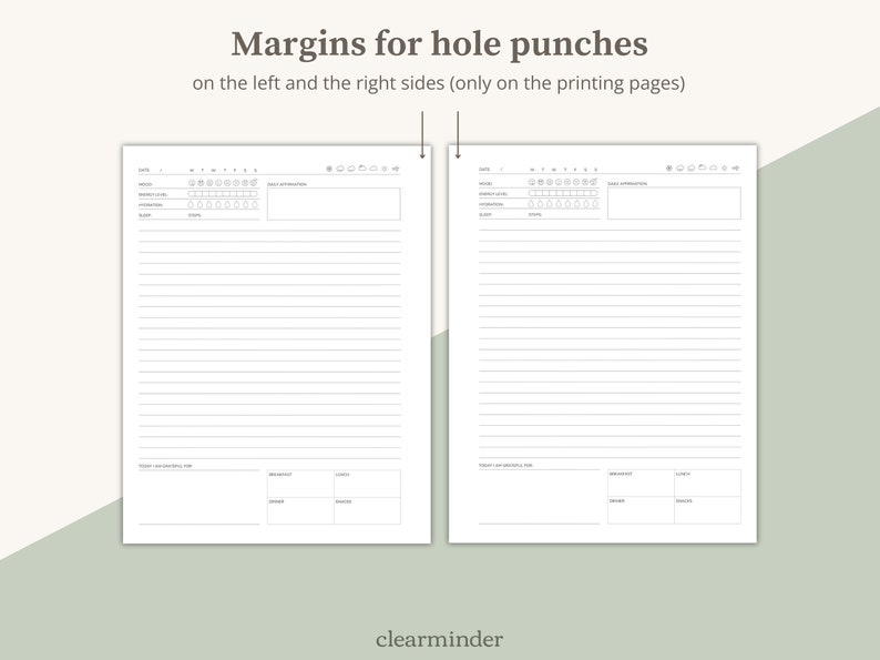 Daily Journal Page, Digital Diary Template, Printable A4 / US Letter ...