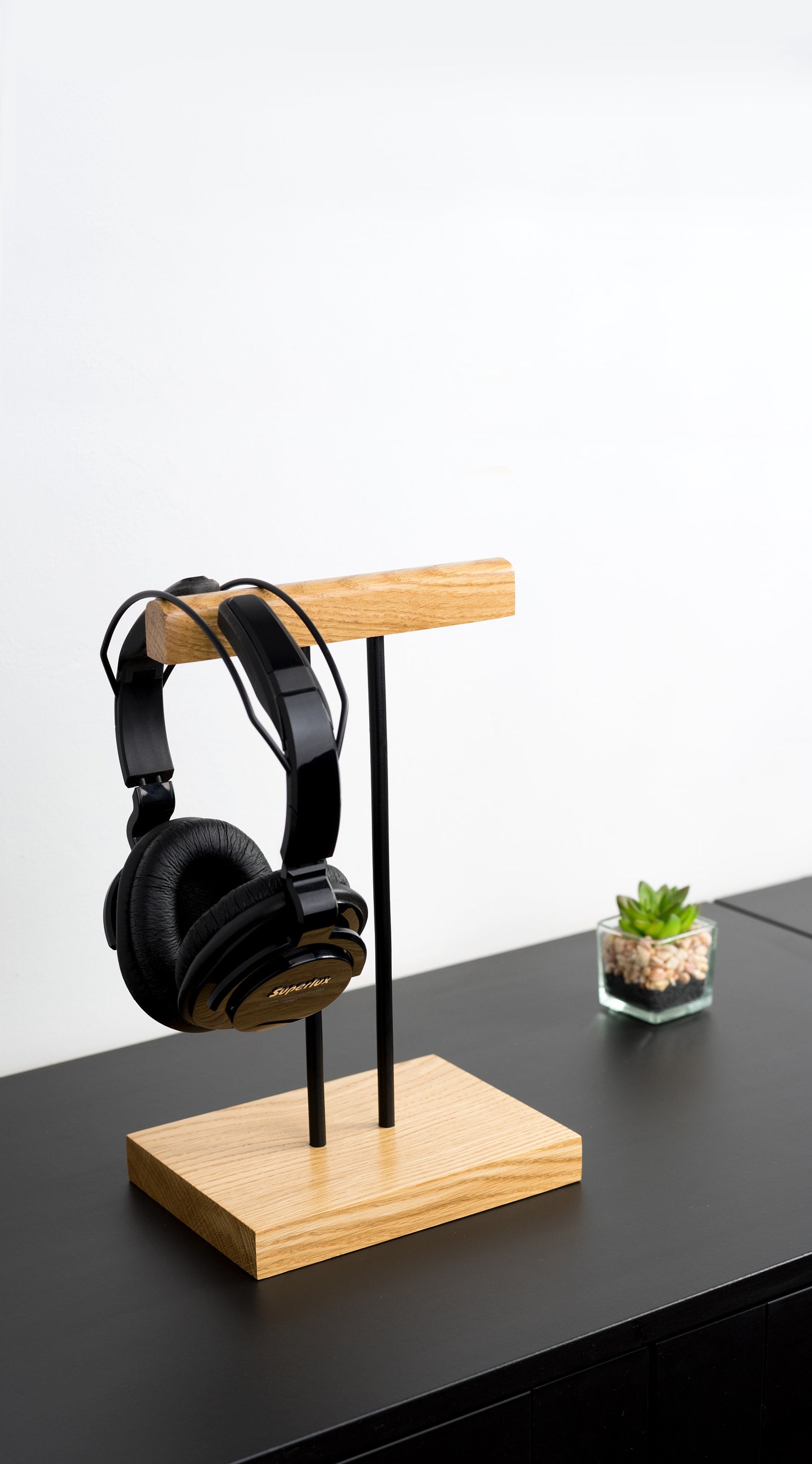 Contemporary Double Headphone Stand Made of Solid White Oak by M-ski - Etsy