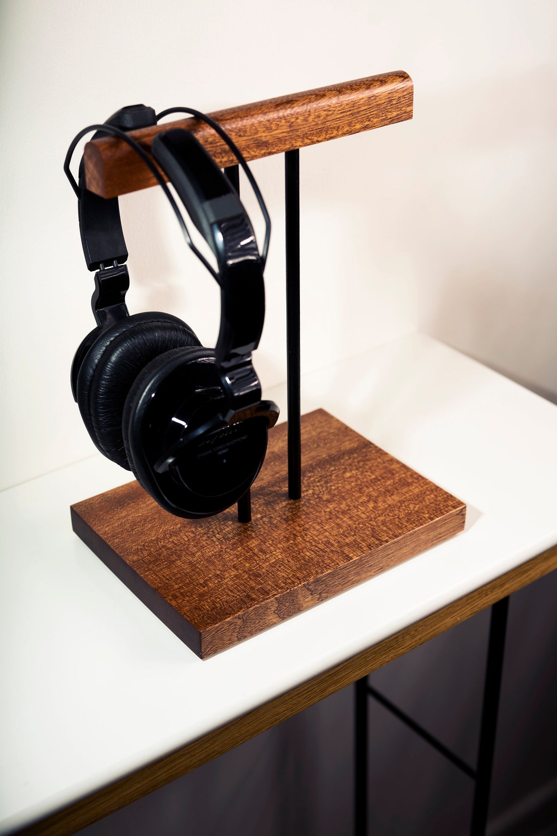 Contemporary Solid Mahogany Double Headphone Stand by M-ski - Etsy