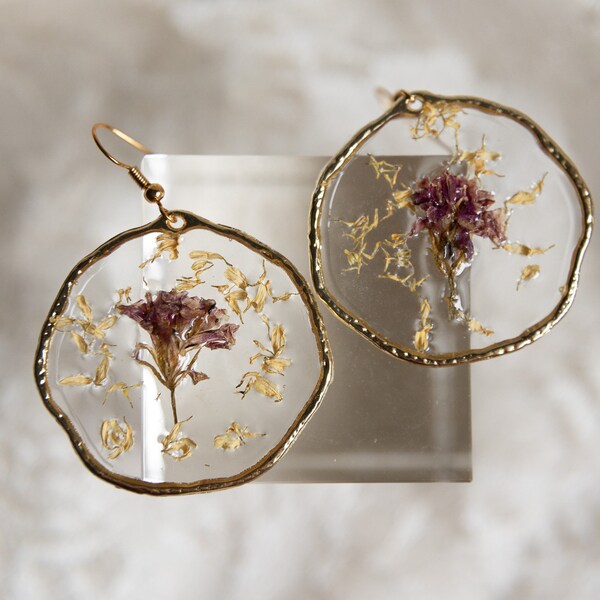 Pressed Flower Earrings - Etsy UK