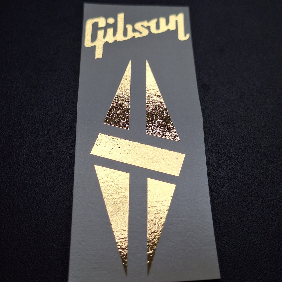 2-pack Gibson Headstock Decals Solid Gold Silver Black for Guitars NEW ...