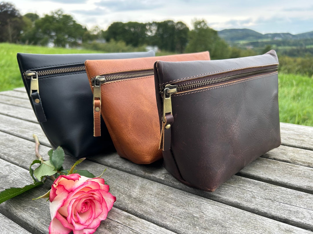 Personalized Leather Makeup Bag Leather Makeup Bag cosmetic Bag ...