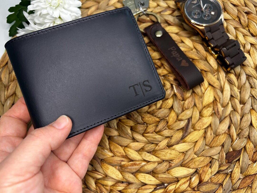 Personalized Leather Wallet for Men • Custom Engraved Bifold Wallet ...