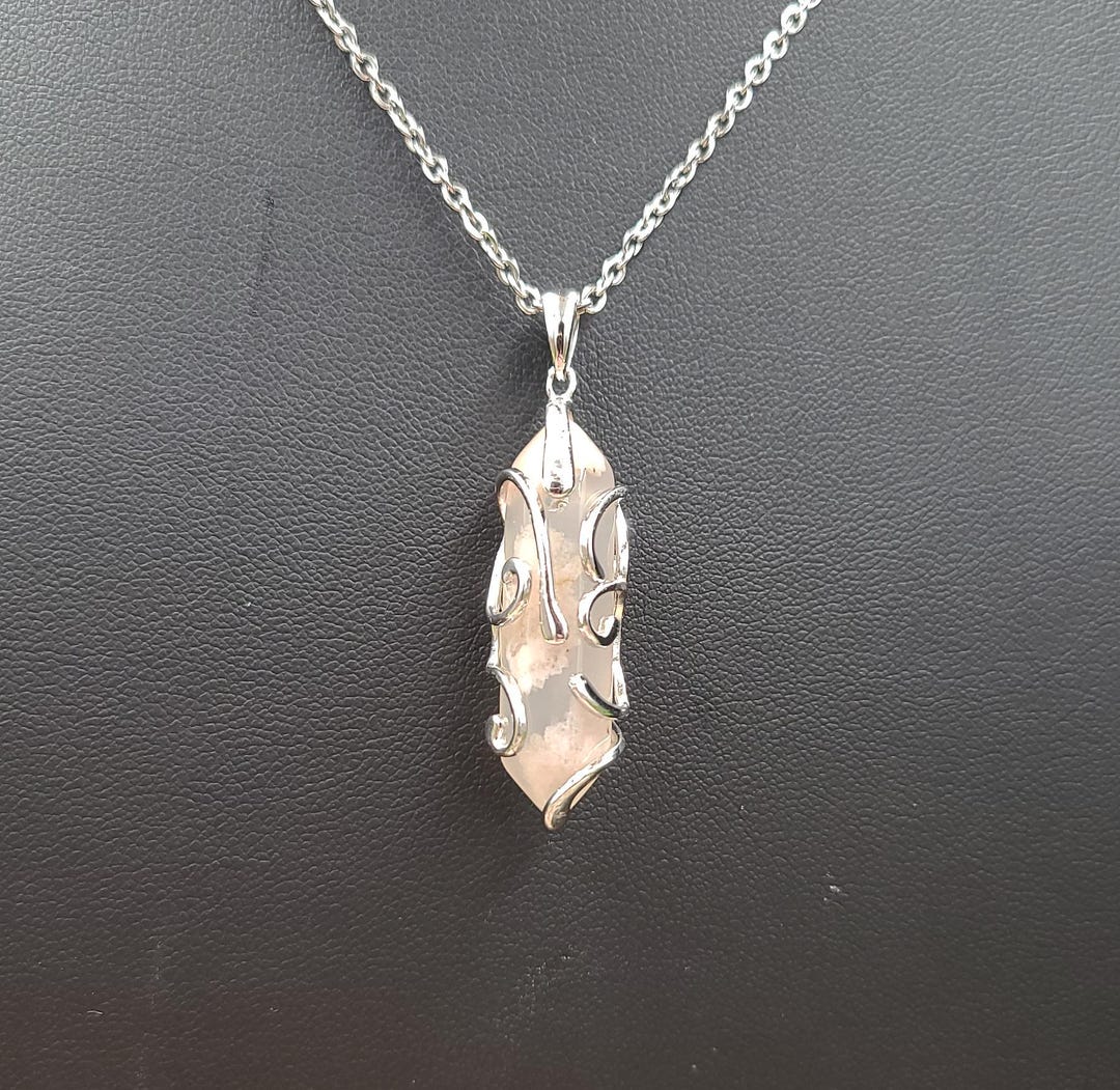 Agate Necklace, Sterling Silver Wrap Necklace, Balance Pendant ...