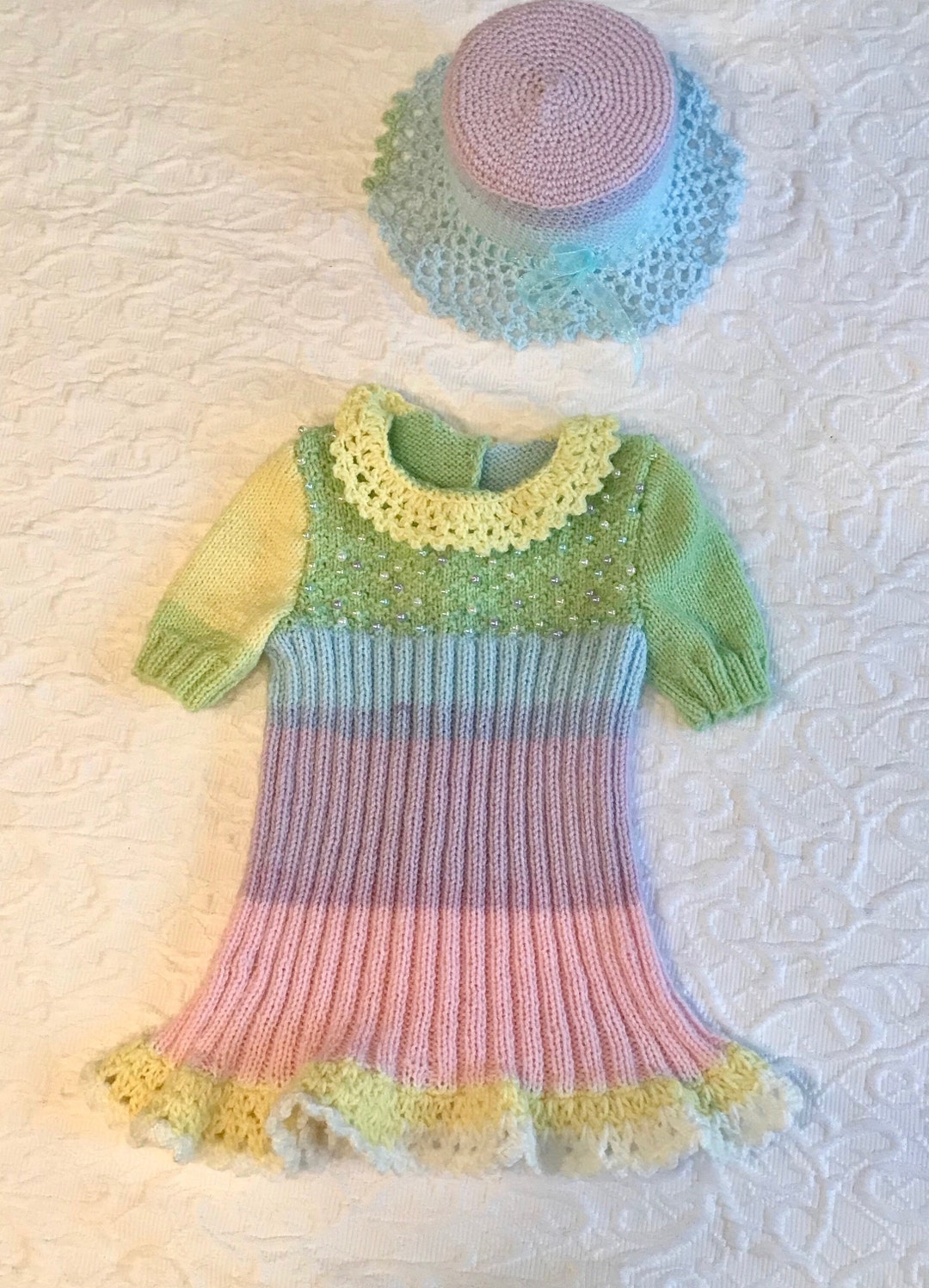 Little Girls Knitted Pastel Colors Dress. - Etsy