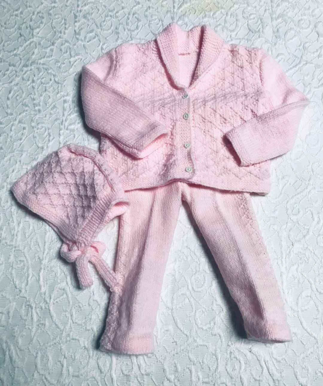 Three Piece Pink Knitted Set. - Etsy