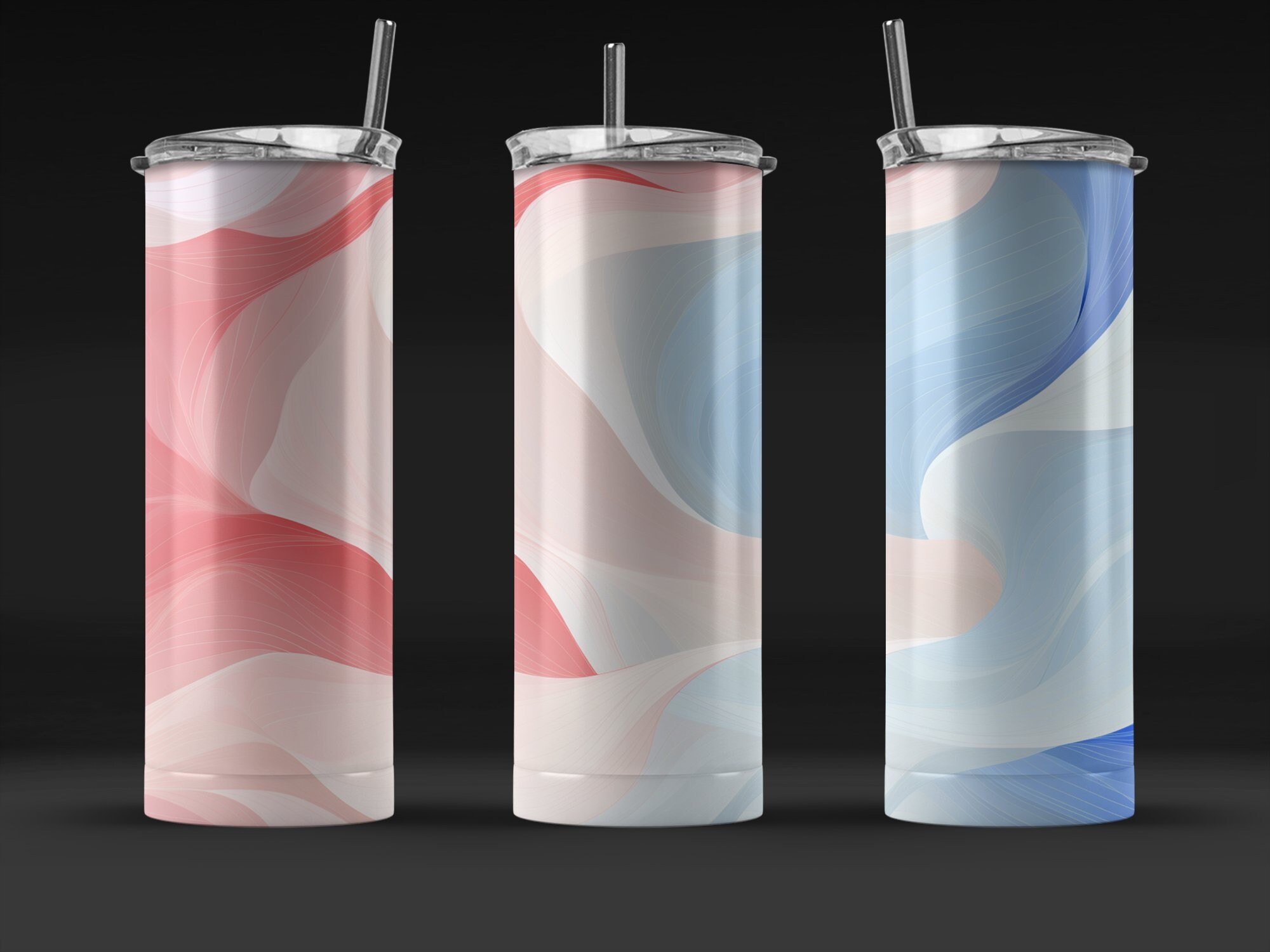 Pink Blue Design 1 20oz Sublimation Tumbler Designs, Straight & Tapered ...