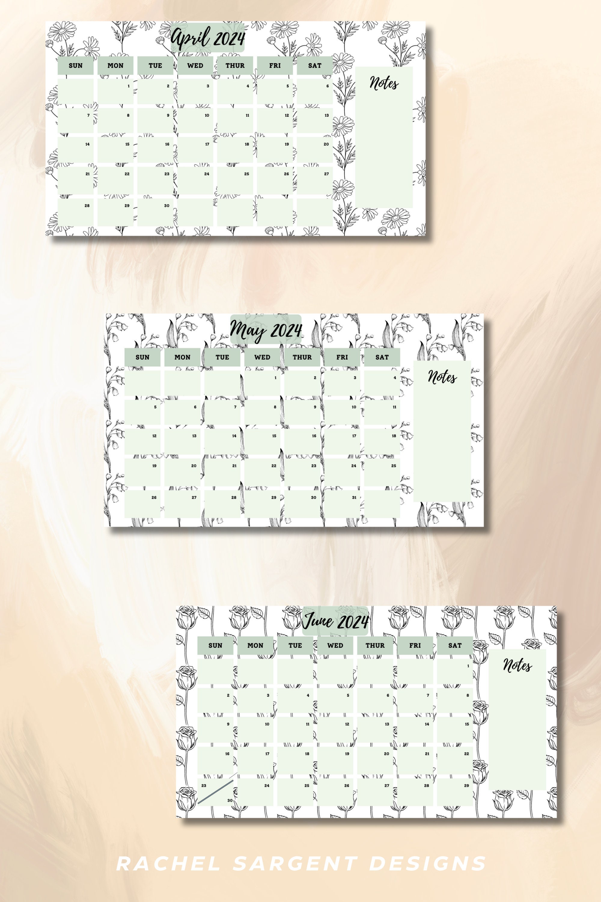 2024 Printable Calendar - Etsy