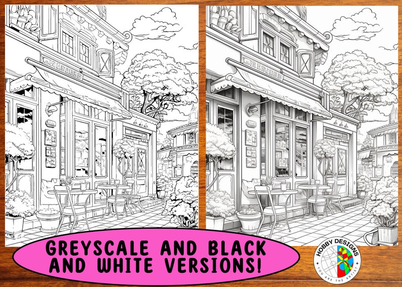 Adult Coloring Book Pages, Digital Download Printable PDF, Greyscale ...