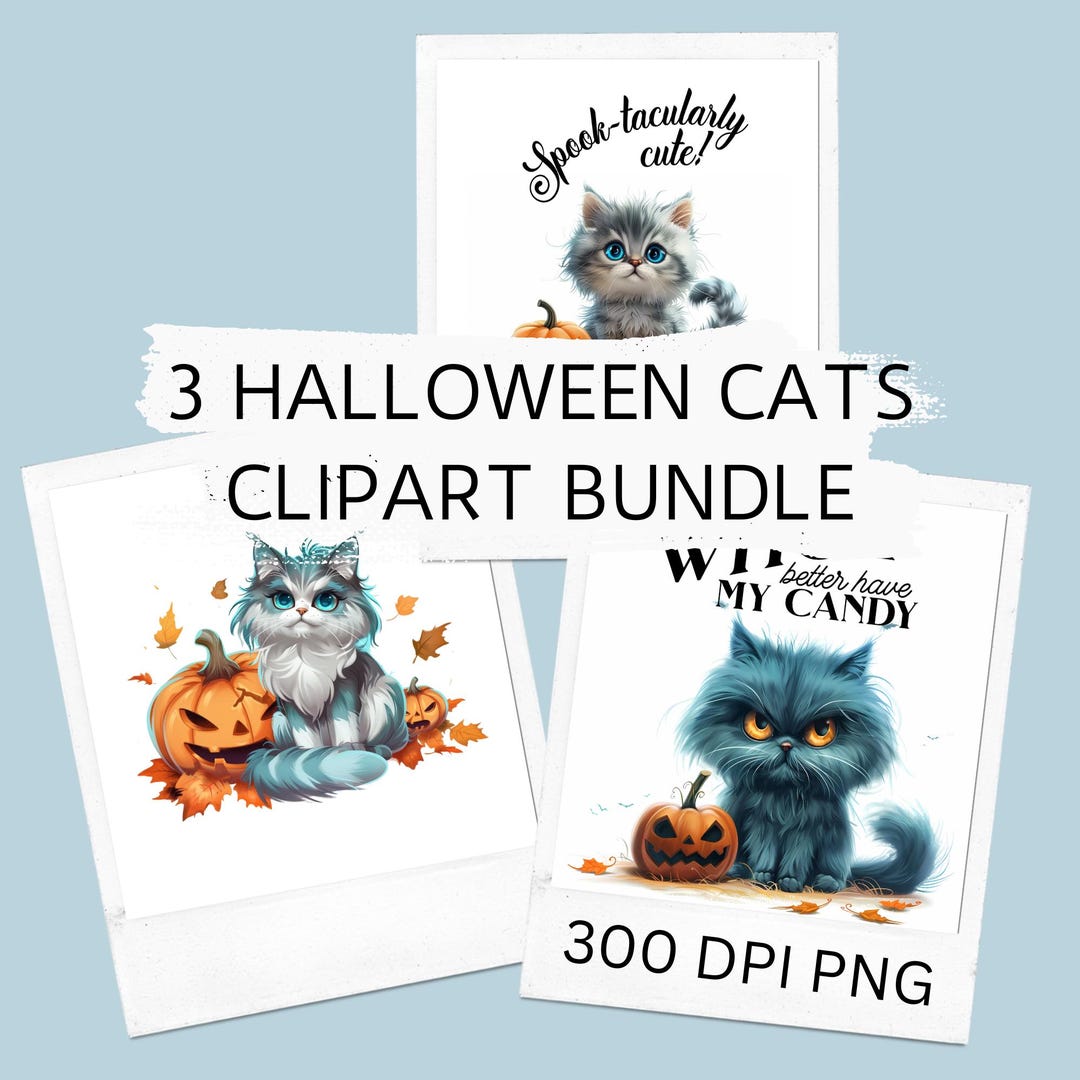 Cute Halloween Cats 300 DPI Png, Halloween Clipart Spooky Season Png ...