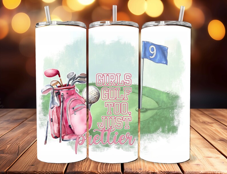 Girls Golf Too, 20 Oz Skinny Tumbler, Personalized Cup, Golf Bag ...