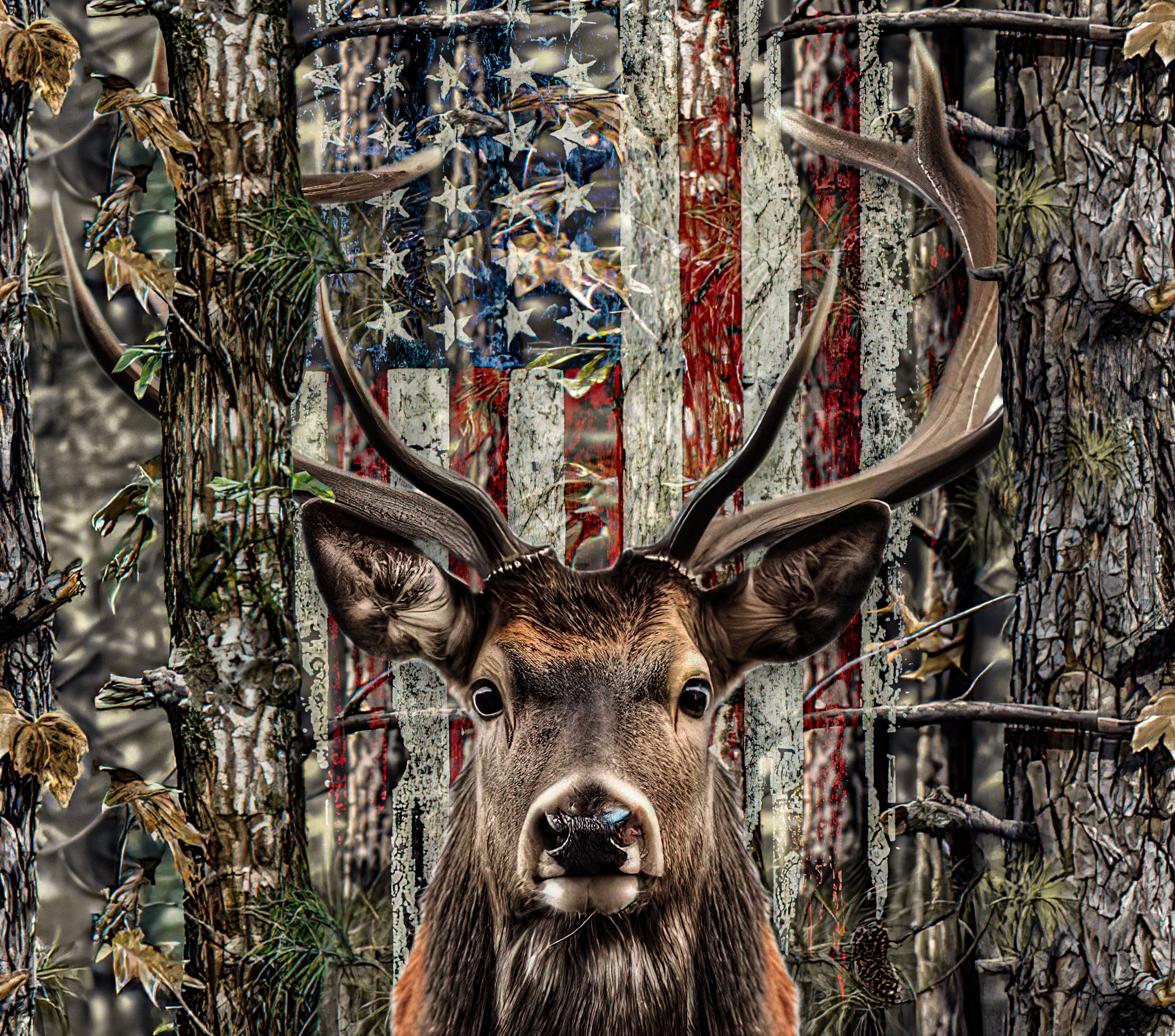 Buck in the Woods: 20 Oz Skinny Tumbler With American Flag Design ...