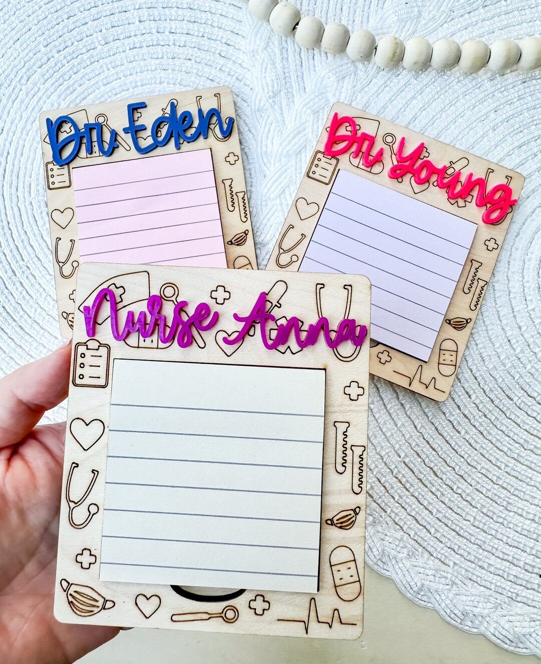 Nurse Wooden Sticky Note Holder | Personalized Note Pad Holder | Office ...