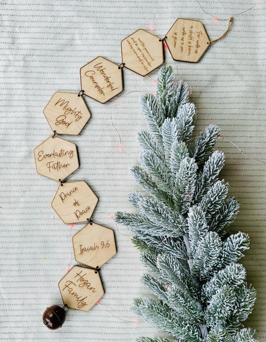 Isaiah 9:6 Vertical Garland | Christmas Wooded Garland With Bell ...