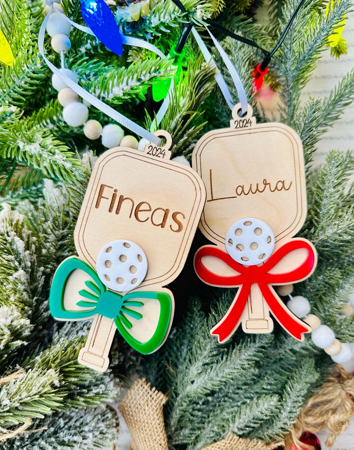 Personalized Pickleball Christmas Ornament: Wooden Sports Gift - Etsy