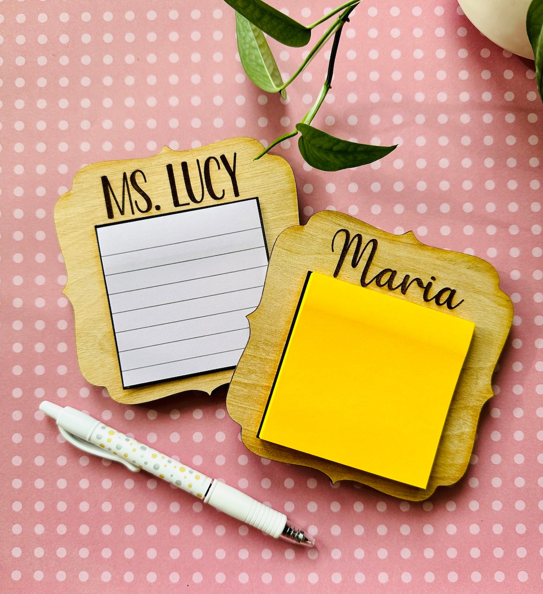 Wooden Sticky Note Holder | Personalized Note Pad Holder | Office Gift ...