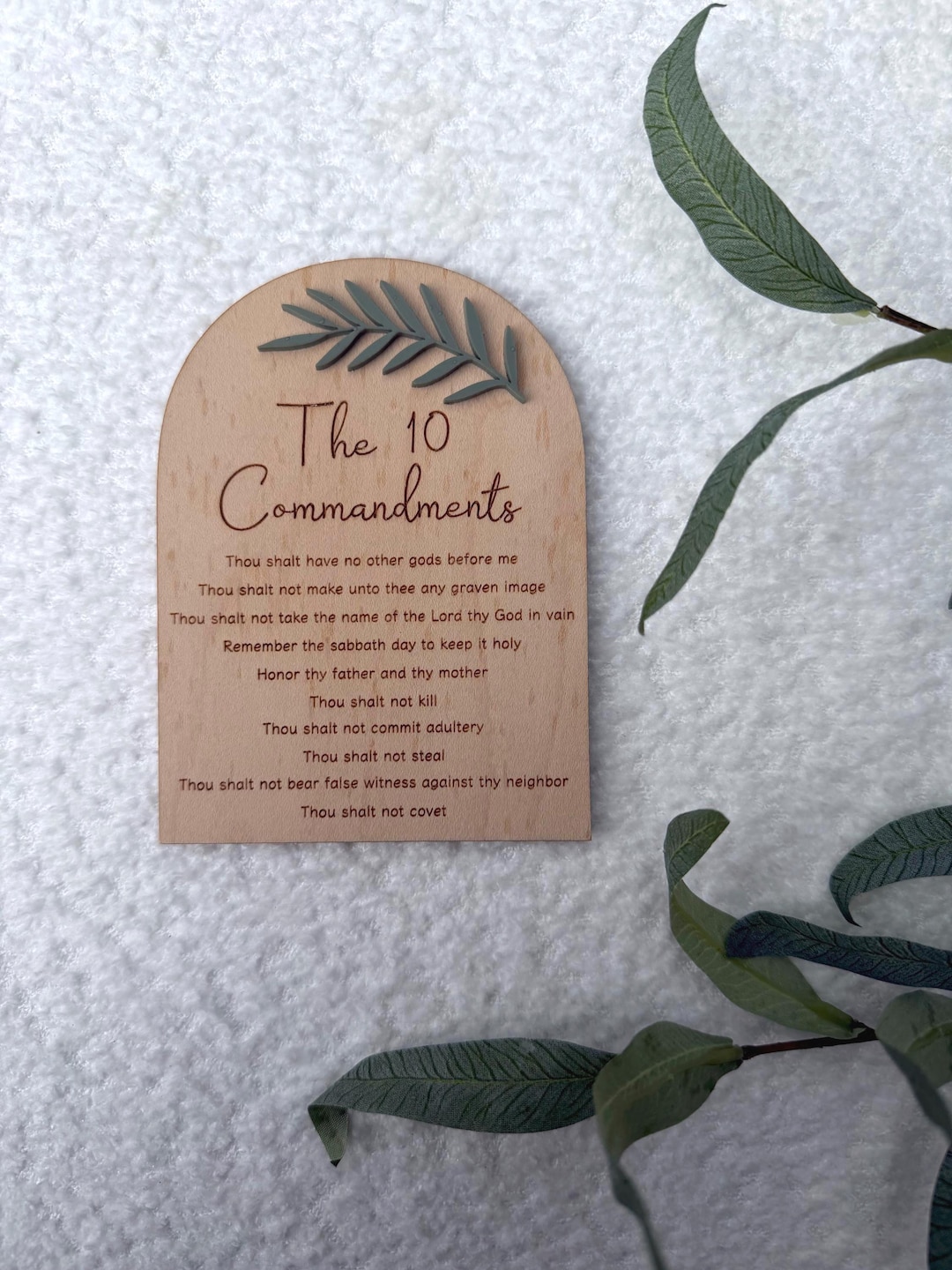 Wooden 10 Commandments Decor – Engraved Religious Wall Art (4x5 Inch ...
