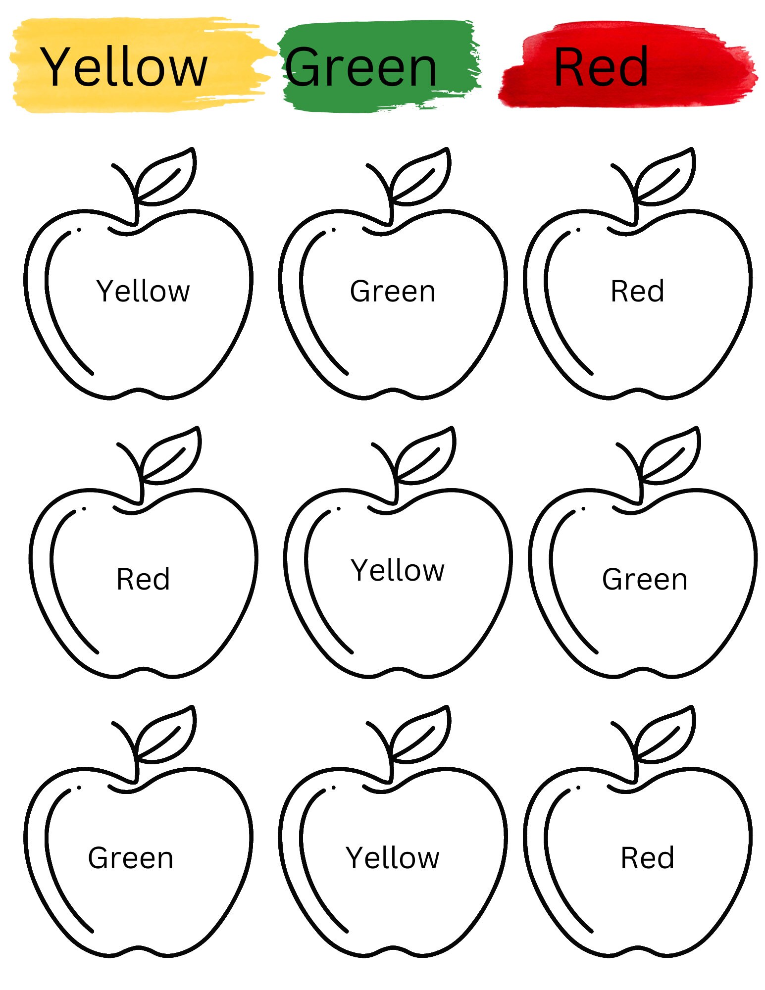 Apple Coloring Activity Page - Etsy