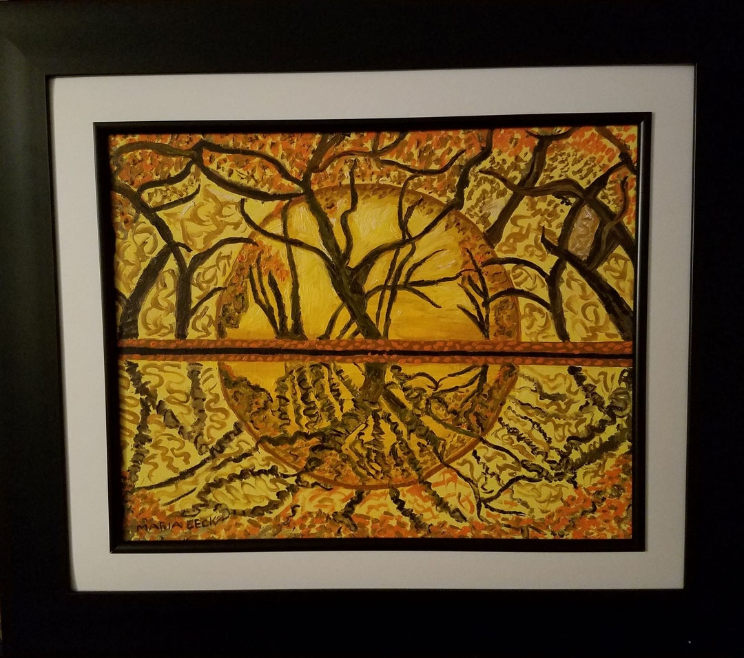 Mesmerizing Tree of Life Reflection Oil Painting - Modern Wall Art for ...