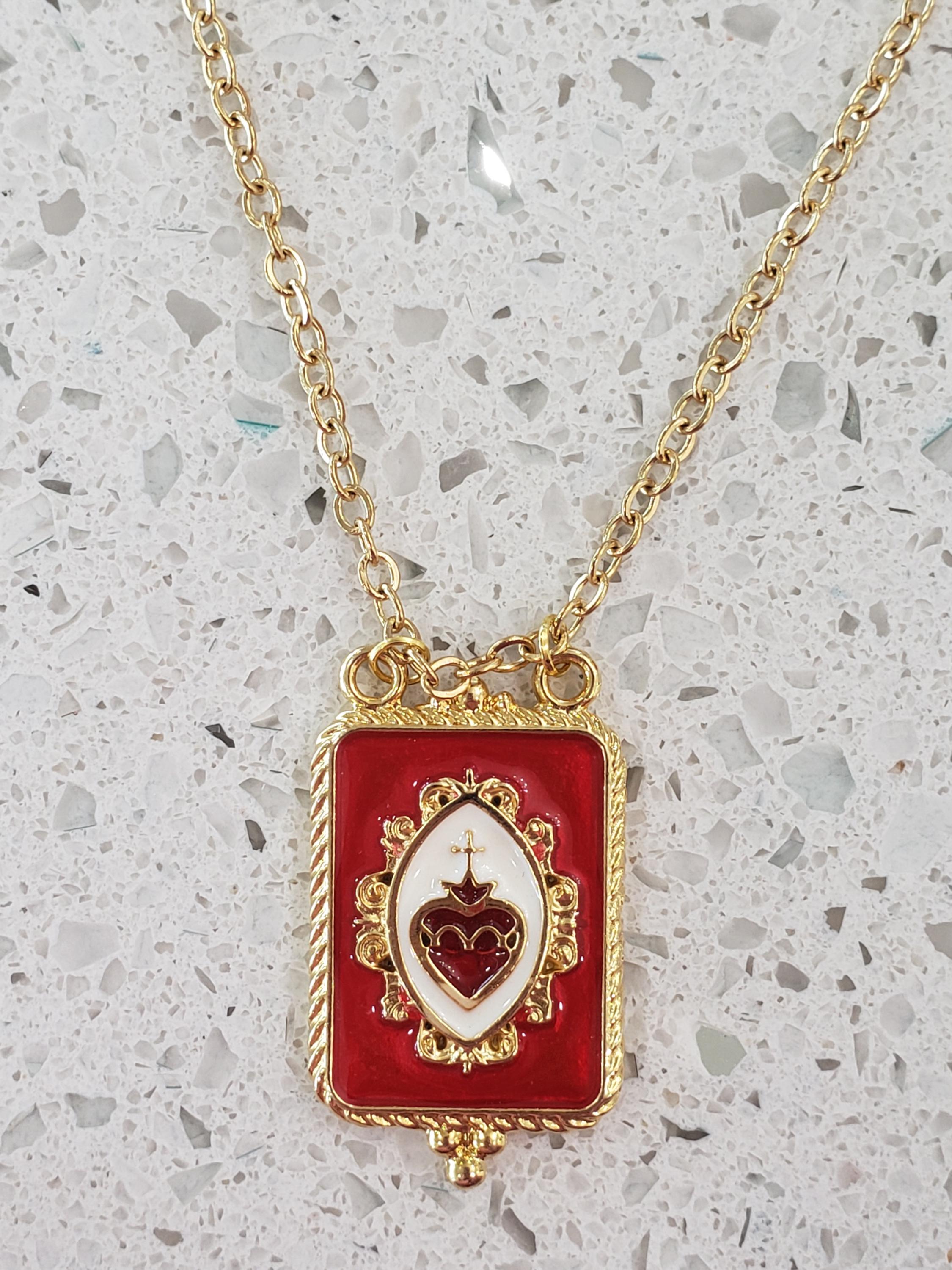 Sacred Heart Necklace, Sacred Heart Scapular Necklace, Sacred Heart of ...