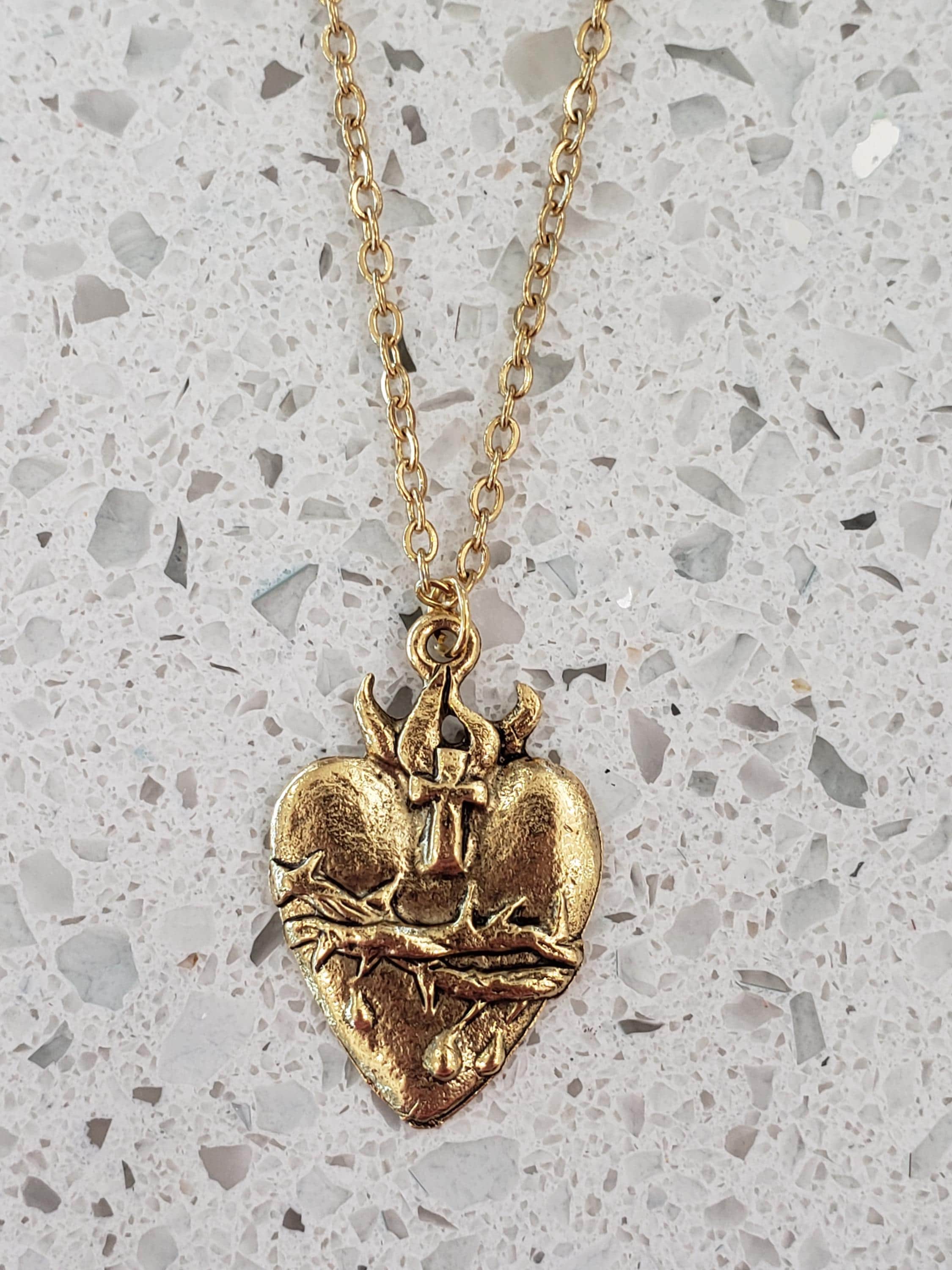 Sacred Heart Necklace, Catholic Necklace, Sacred Heart of Jesus ...