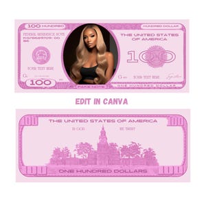 Custom Dollar Bill Template | Personalized Dollar Bill Template | Editable Dollar Bill | Your ...