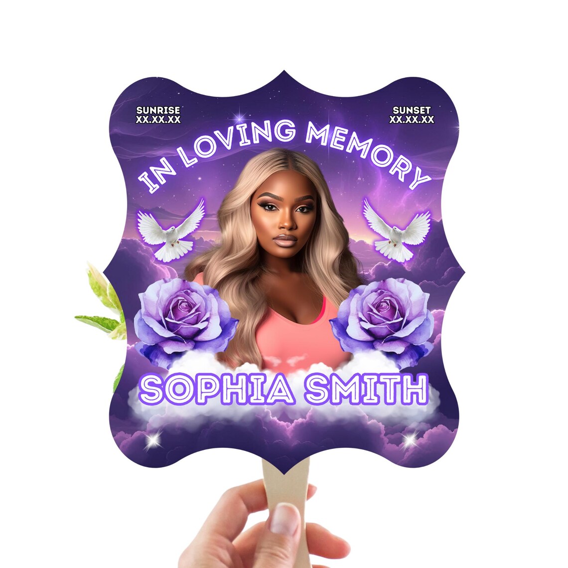 Funeral Fan Canva Template | Editable Memorial Paddle Fan Designs ...
