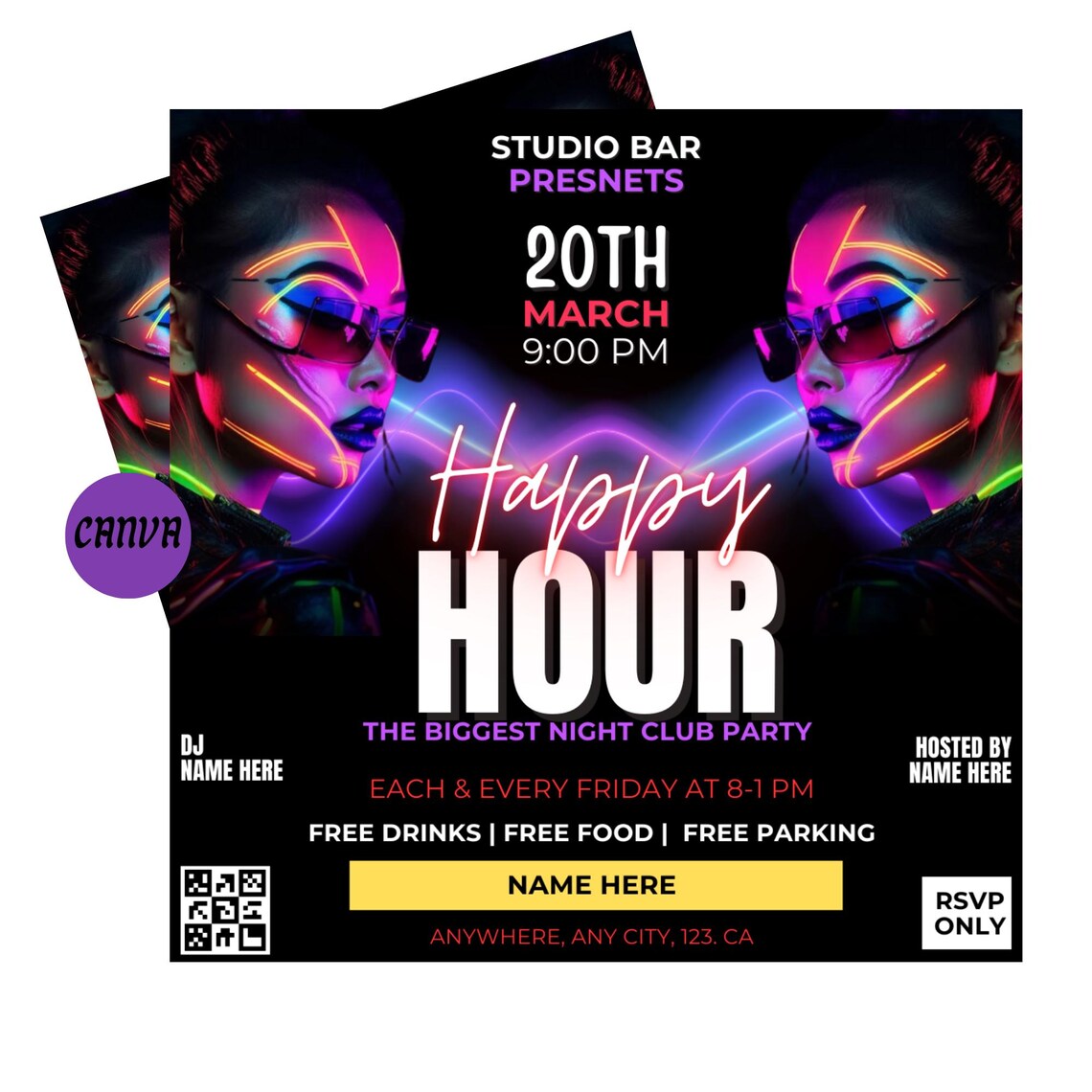 Happy Hour Club Flyer Happy Hour Flyer Canva Happy Hour Flyer Template ...