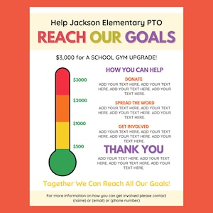 Fundraising Thermometer Template | Editable Donation Tracker | Charity ...