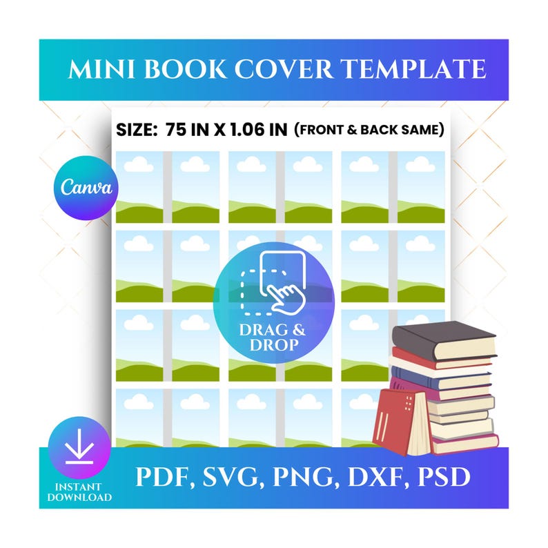 Mini Book Template for Canva | Mini Book Cover Editable Template ...