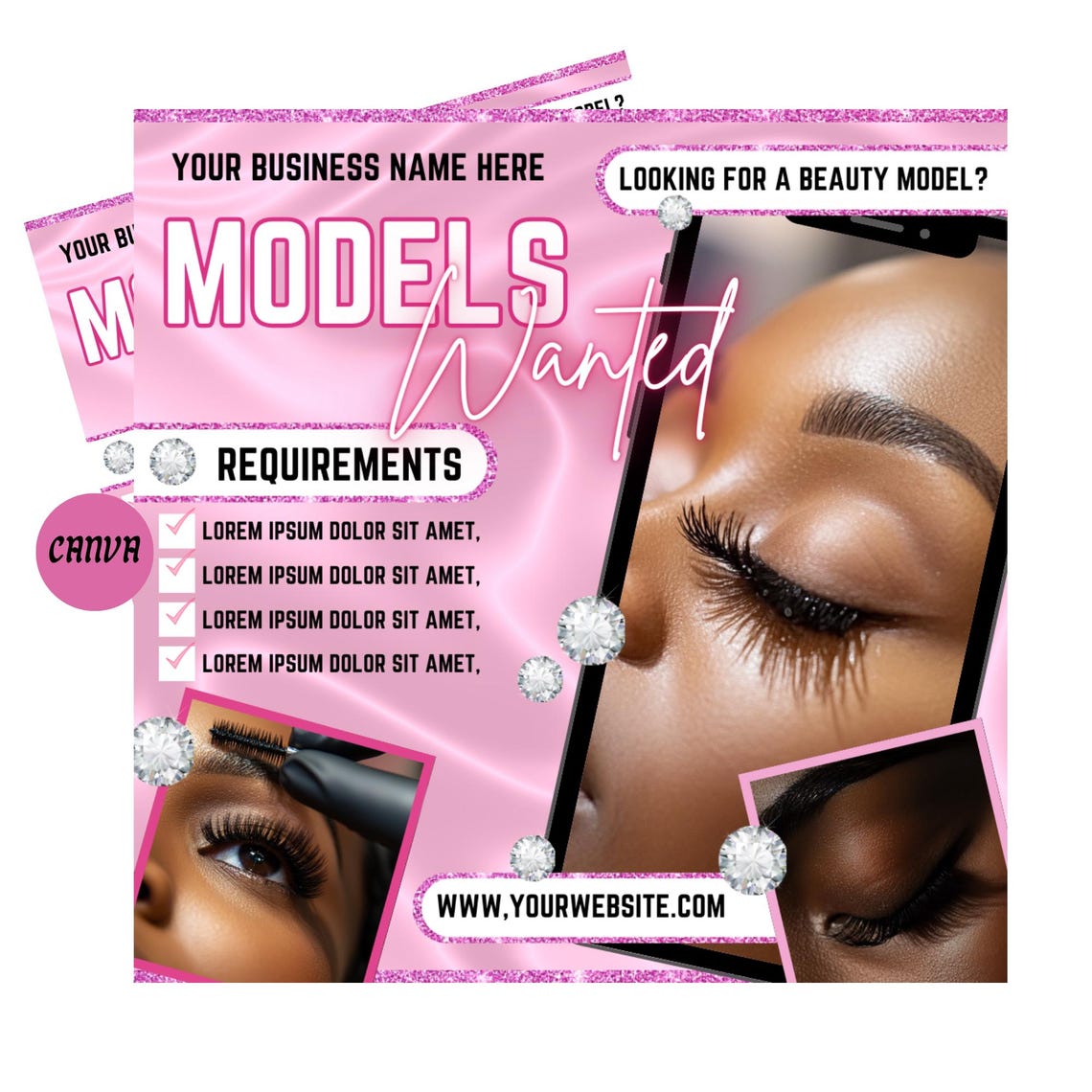 Lash Models Wanted Flyer | Lash Models Needed Flyer | Models Needed Template | Hair Lash Braid ...