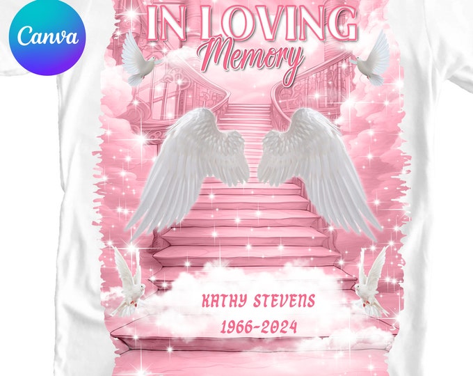 Canva Editable Pink Memorial Design, in Loving Memory T Shirt Design ...