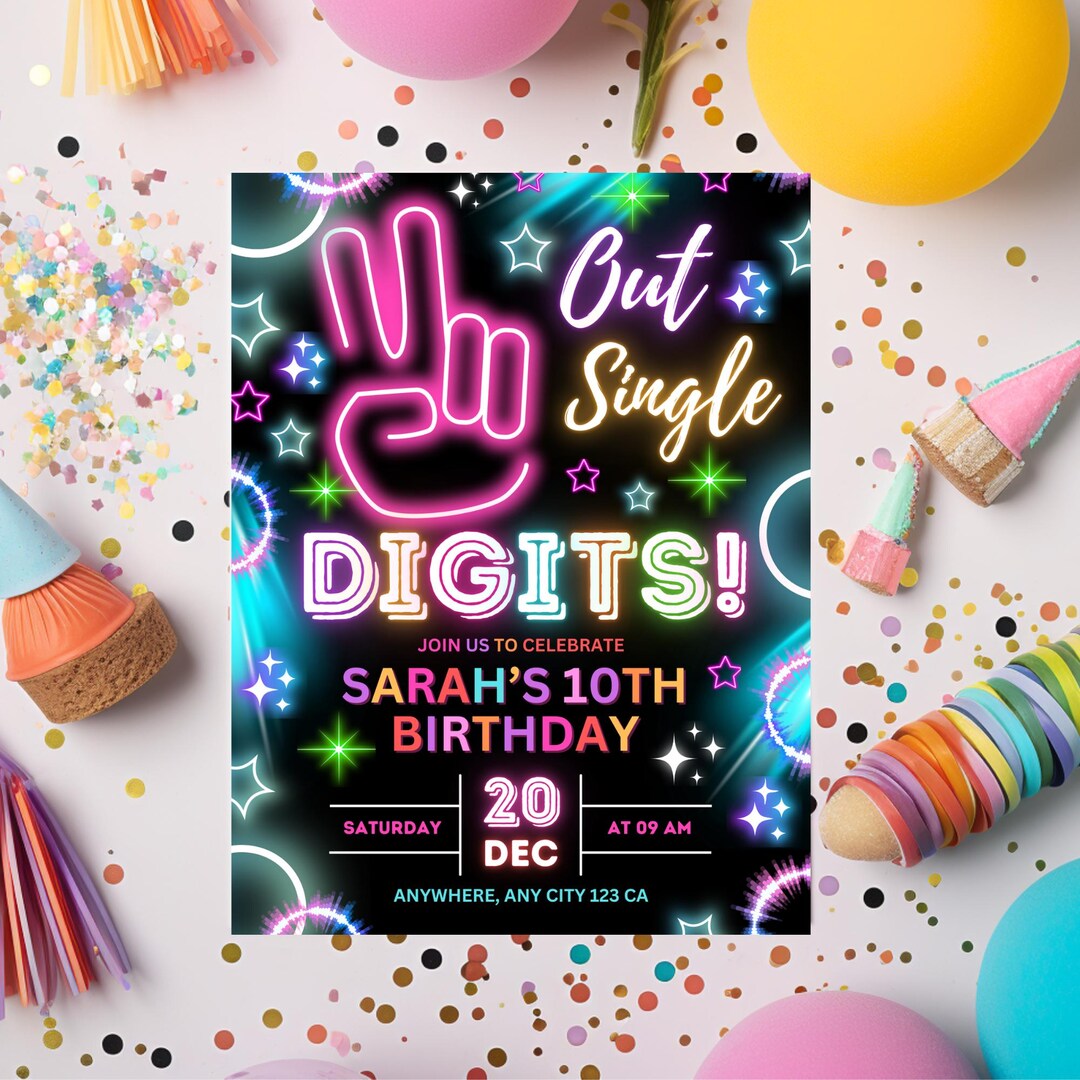 Peace Out Double Digits Birthday Invitation | Peace Out Single Digits ...