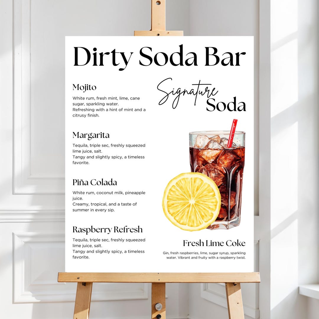 Dirty Soda Menu Template | Editable Canva Drink Sign | Customizable ...