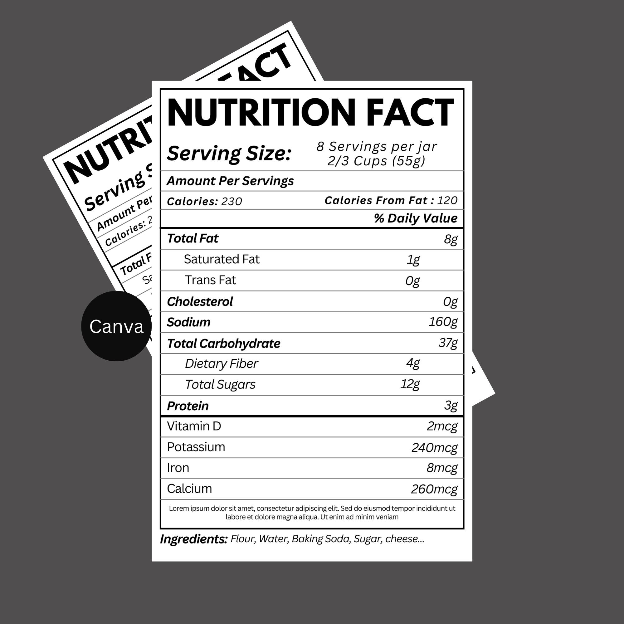 Nutrition Facts Svg Editable | Editable Nutrition Facts Template ...