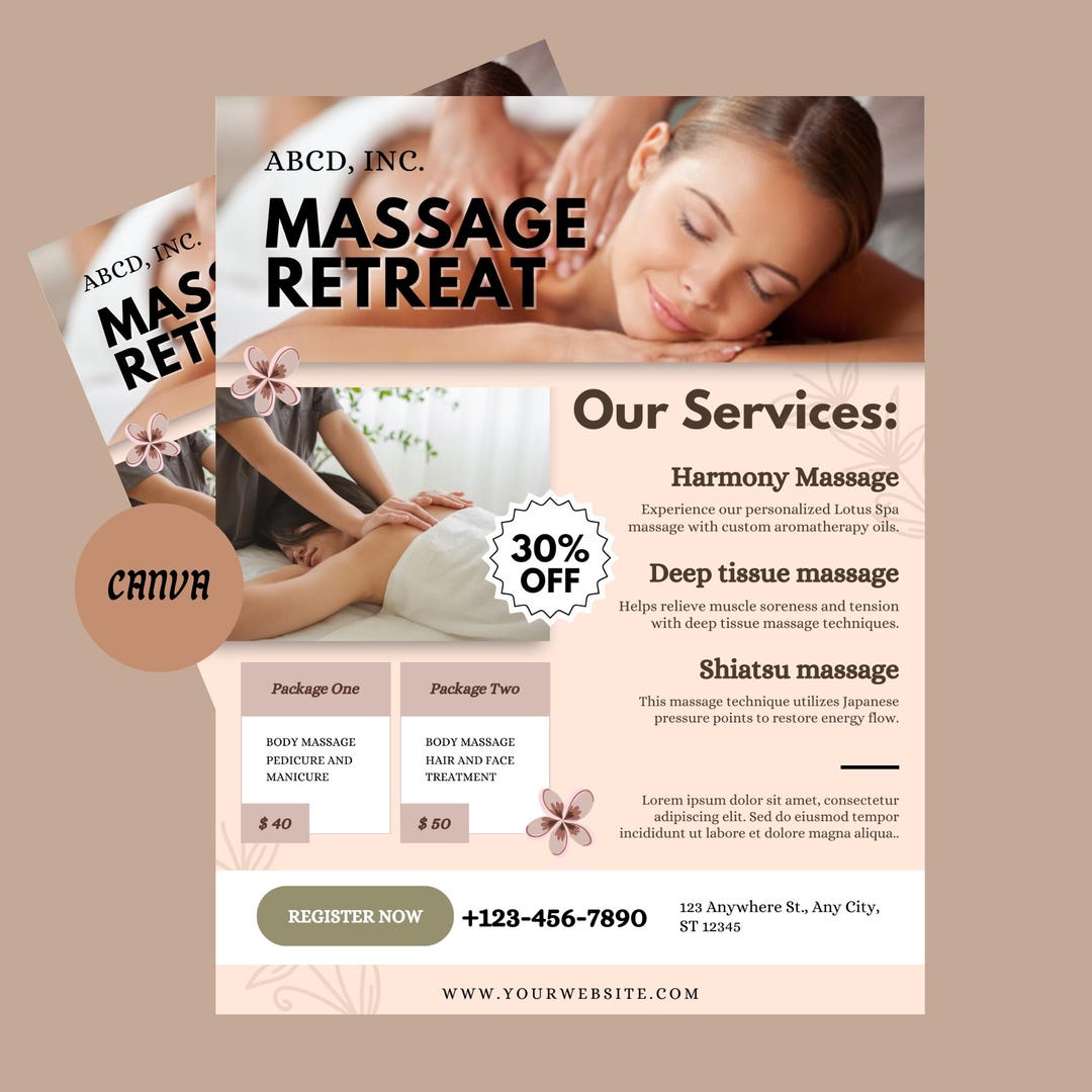Massage Therapy Flyer | Massage Therapist Flyer | Body Treatment Flyer ...