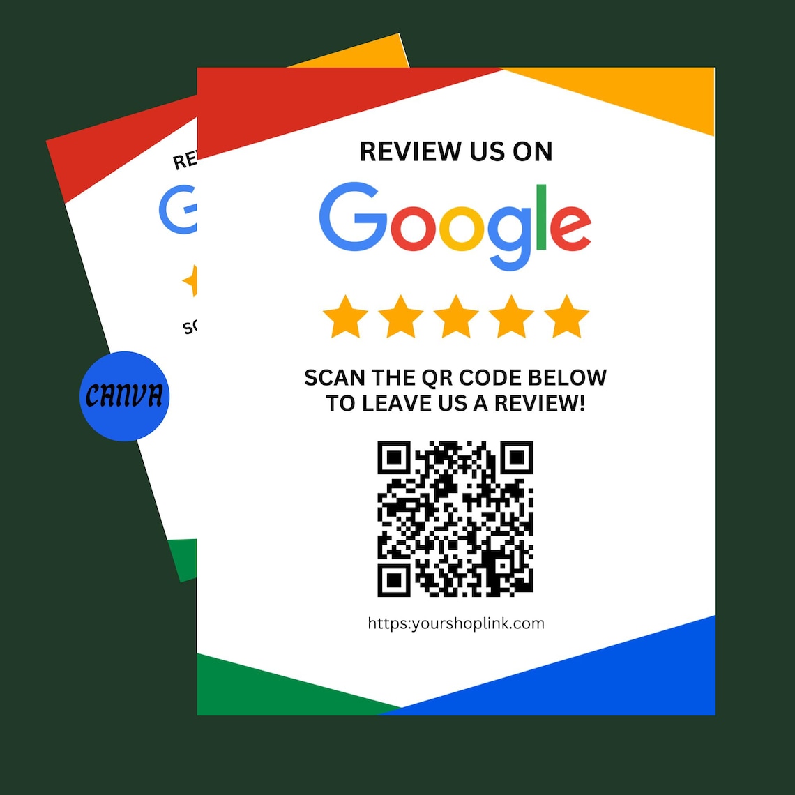Google Review Card Template Canva | Google Review Business Card ...