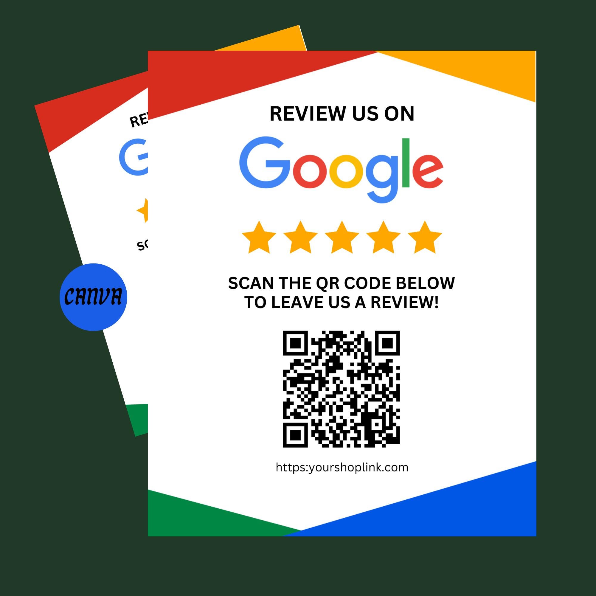 Google Review Card Template Canva | Google Review Business Card ... Google Review Card Template Canva | Google Review Business Card ...